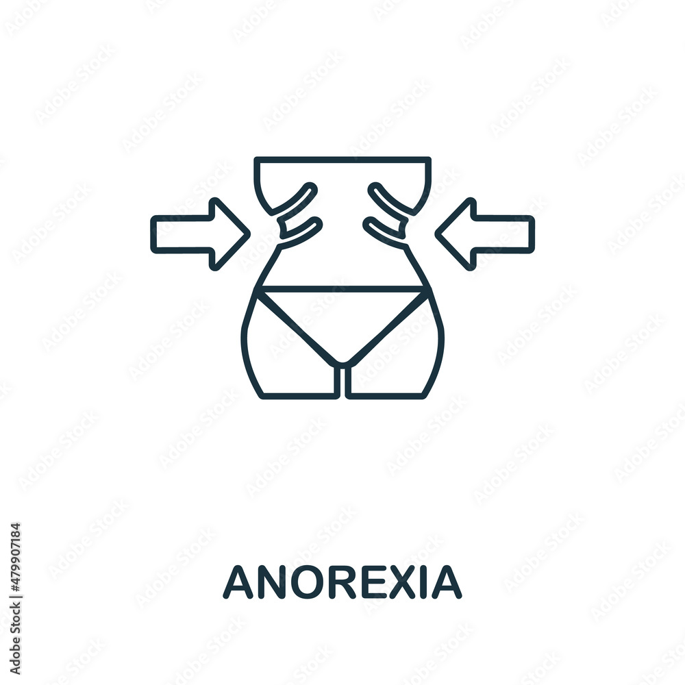 Anorexia icon. Monochrome sign from diet collection. Creative Anorexia ...