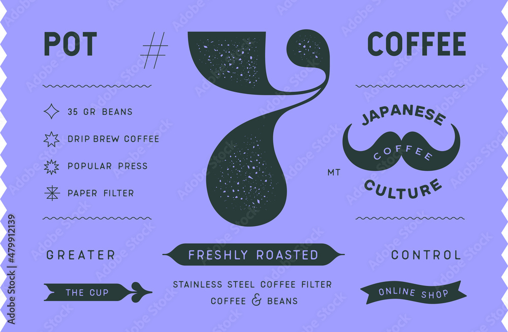 Coffee, tag label. Modern tag, label for brand, logo, sticker coffee ...