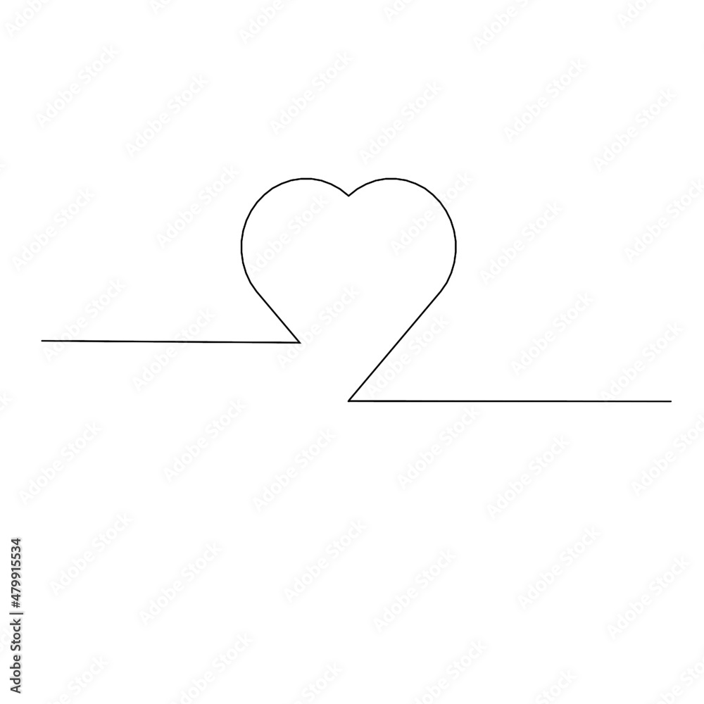 Corazón trazado con una línea. Stock Vector | Adobe Stock