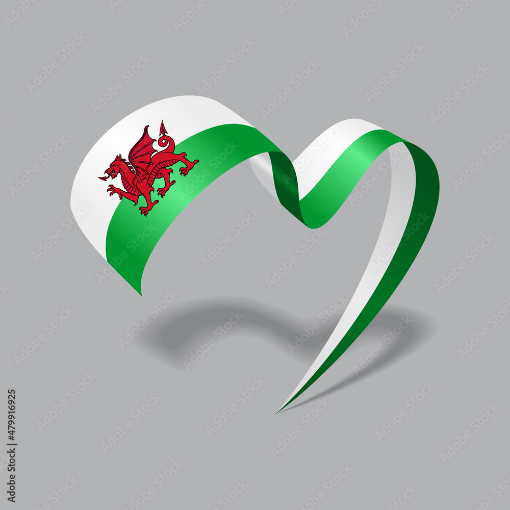 Vetor de Welsh flag heart shaped ribbon. Vector illustration. do Stock ...