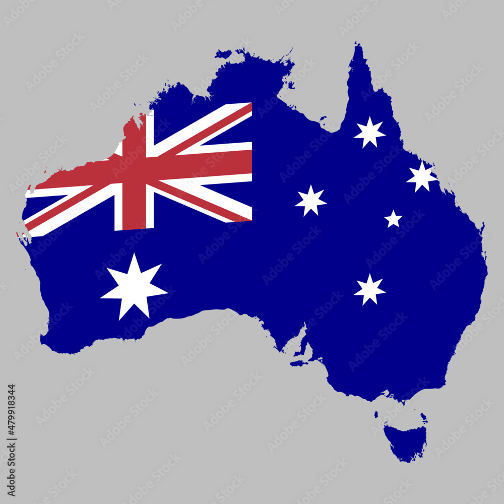 Australia flag inside the Australian map borders vector illustration ...