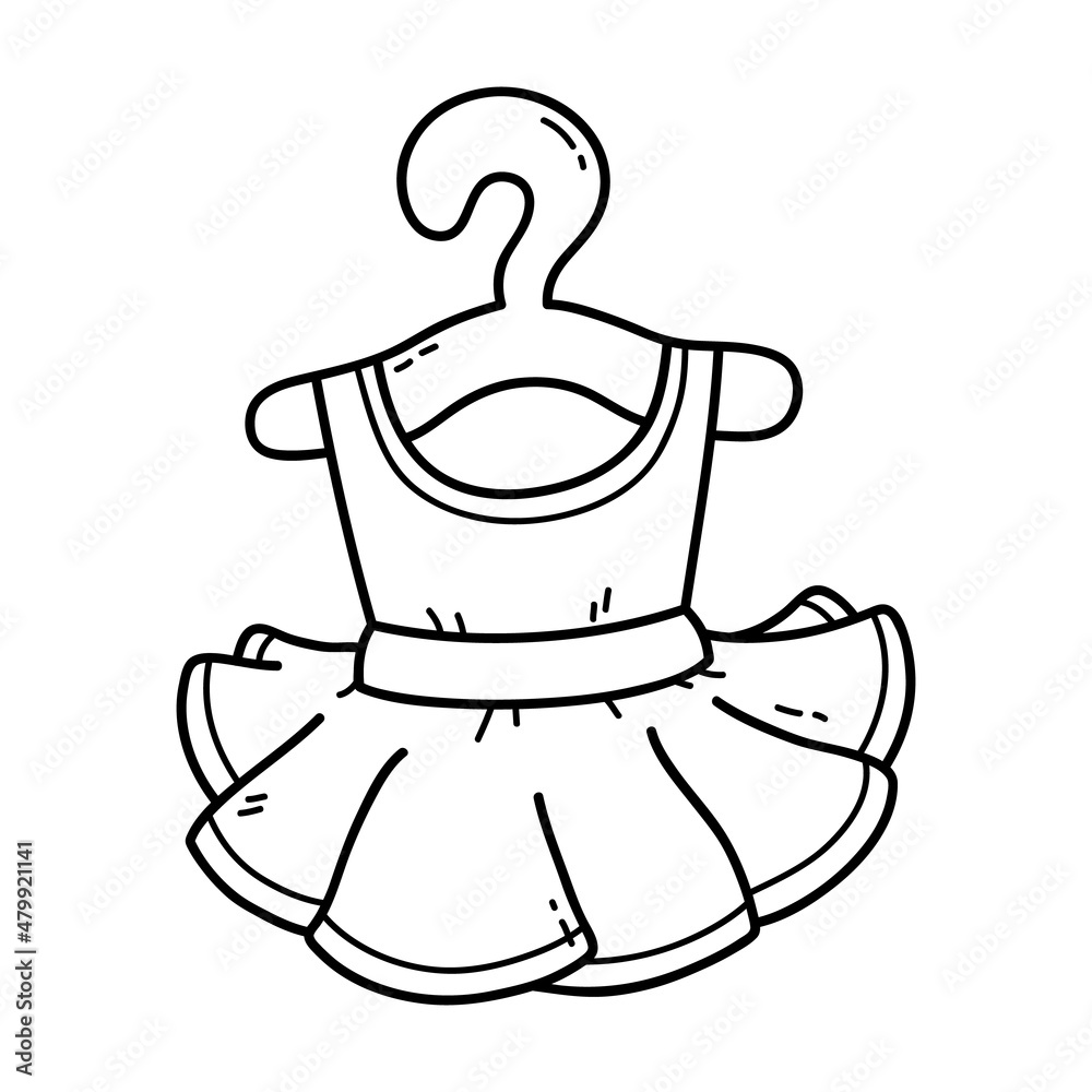 Vector illustration of outline doodle baby girl ballet tutu for ...