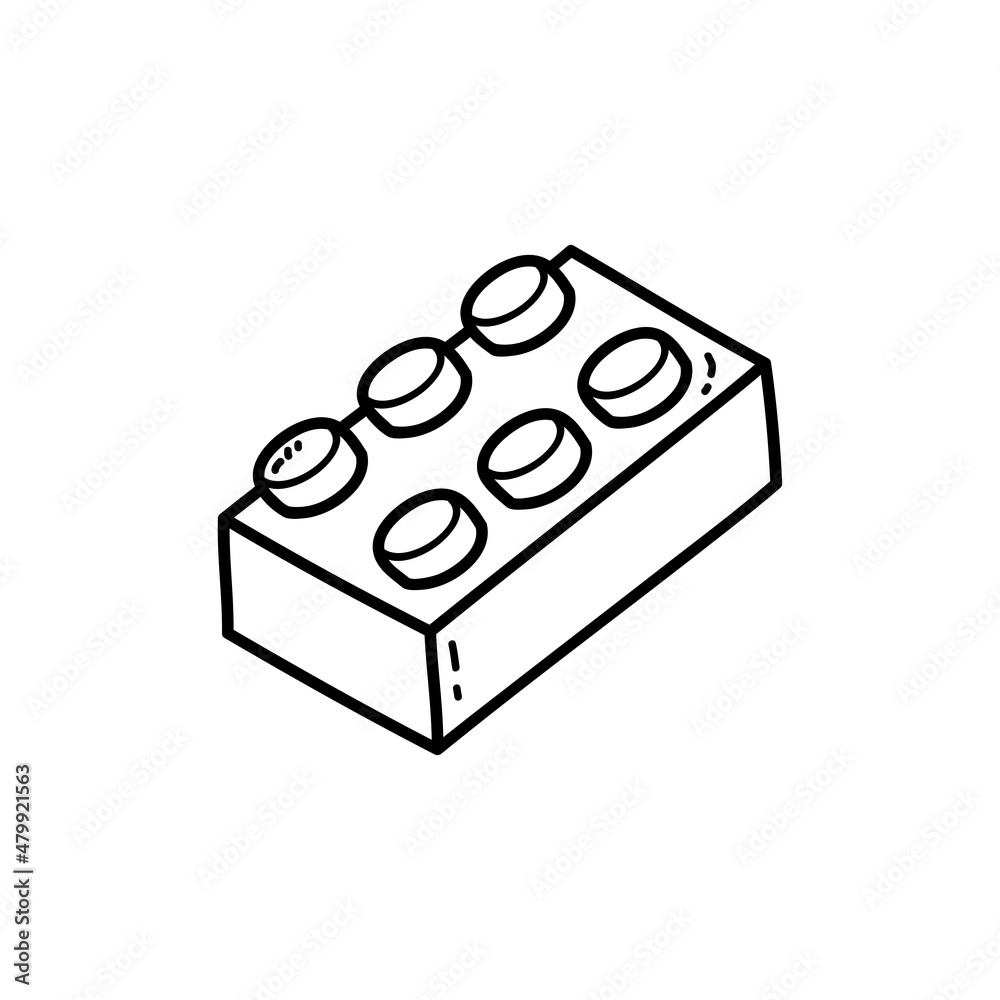 Vector illustration of outline doodle baby plastic block for children ...