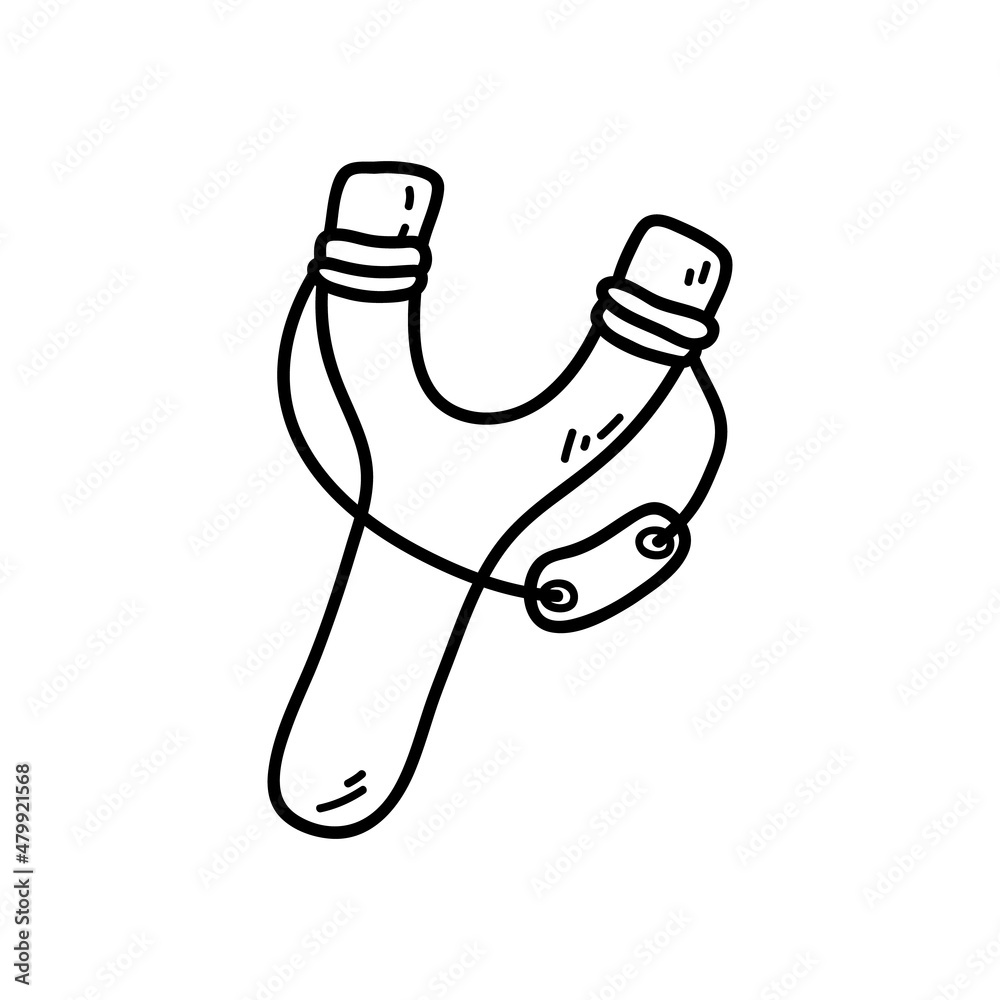 Vector illustration of outline doodle baby slingshot for children ...