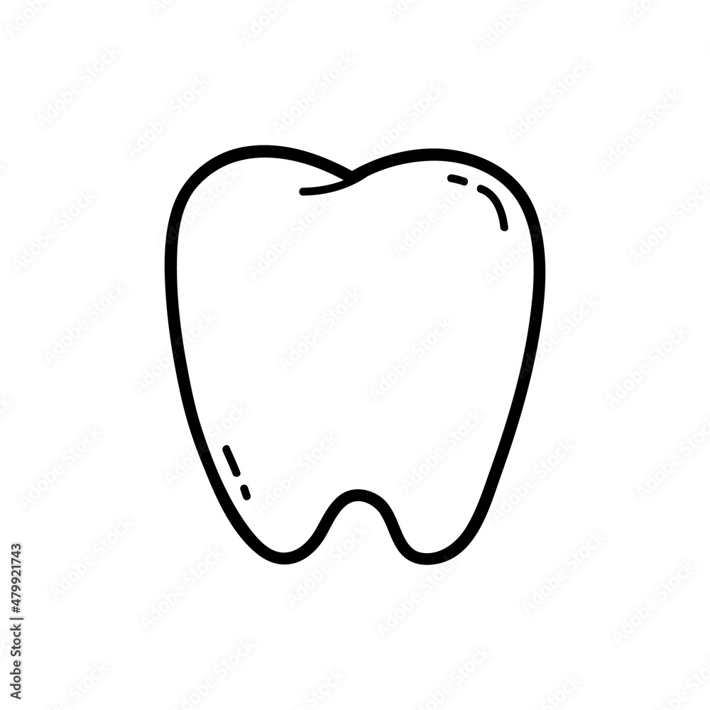 Vector illustration of outline doodle baby first tooth for children ...