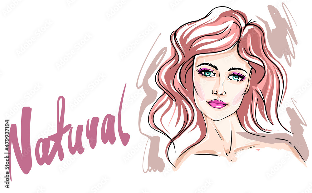 Beautiful young woman drawing sketch. Hand-drawn modern fashion ...