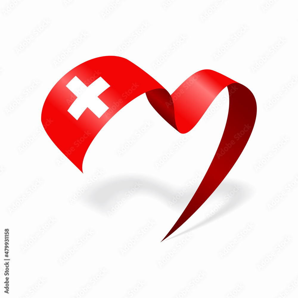 Swiss flag heart shaped ribbon. Vector illustration. Stock Vector ...