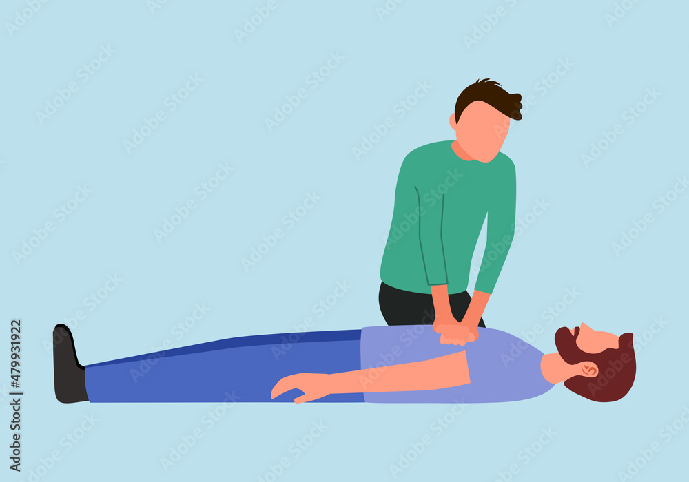 Emergency cardiopulmonary resuscitation concept vector illustration ...