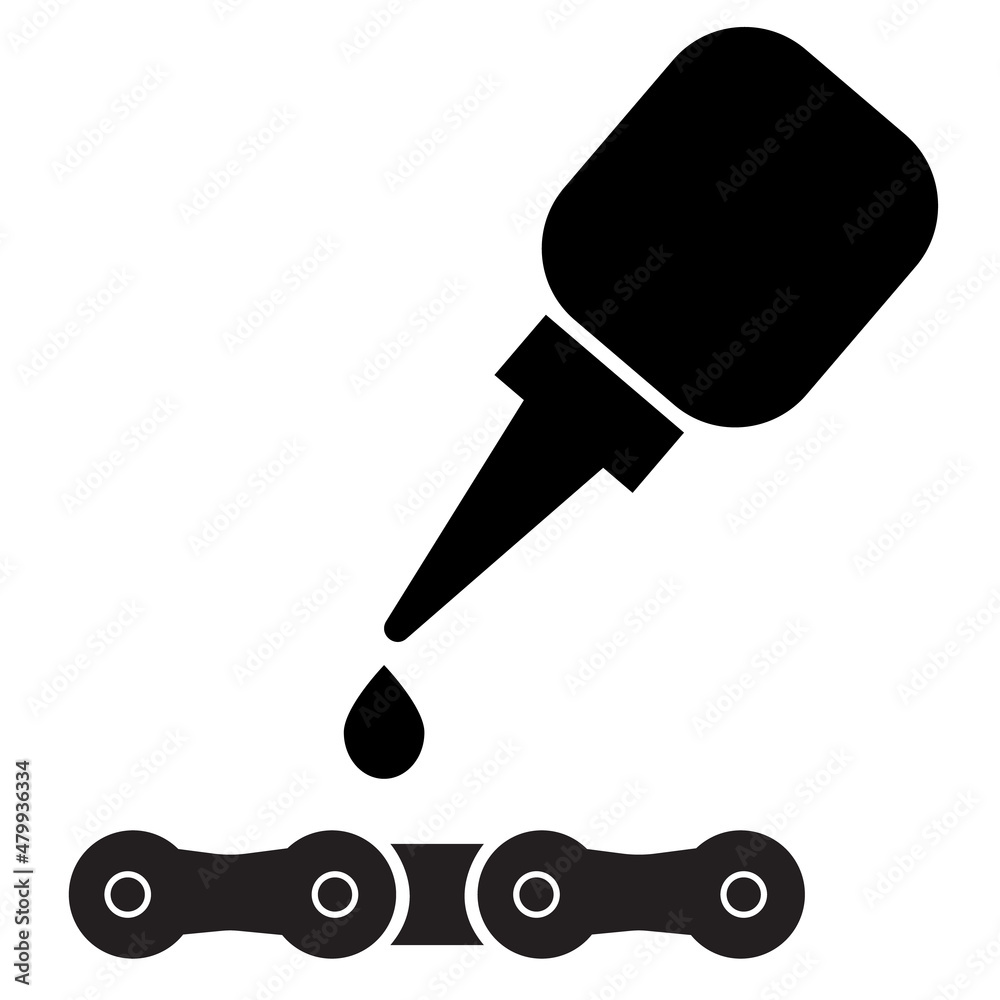Bicycle repair icon on white background. Bicycle chain lubrication sign ...