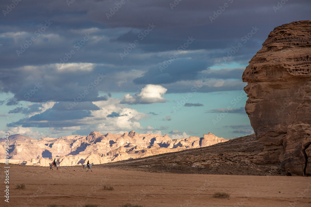 riders in a landscape of Al Ula, KSA Stock Photo | Adobe Stock