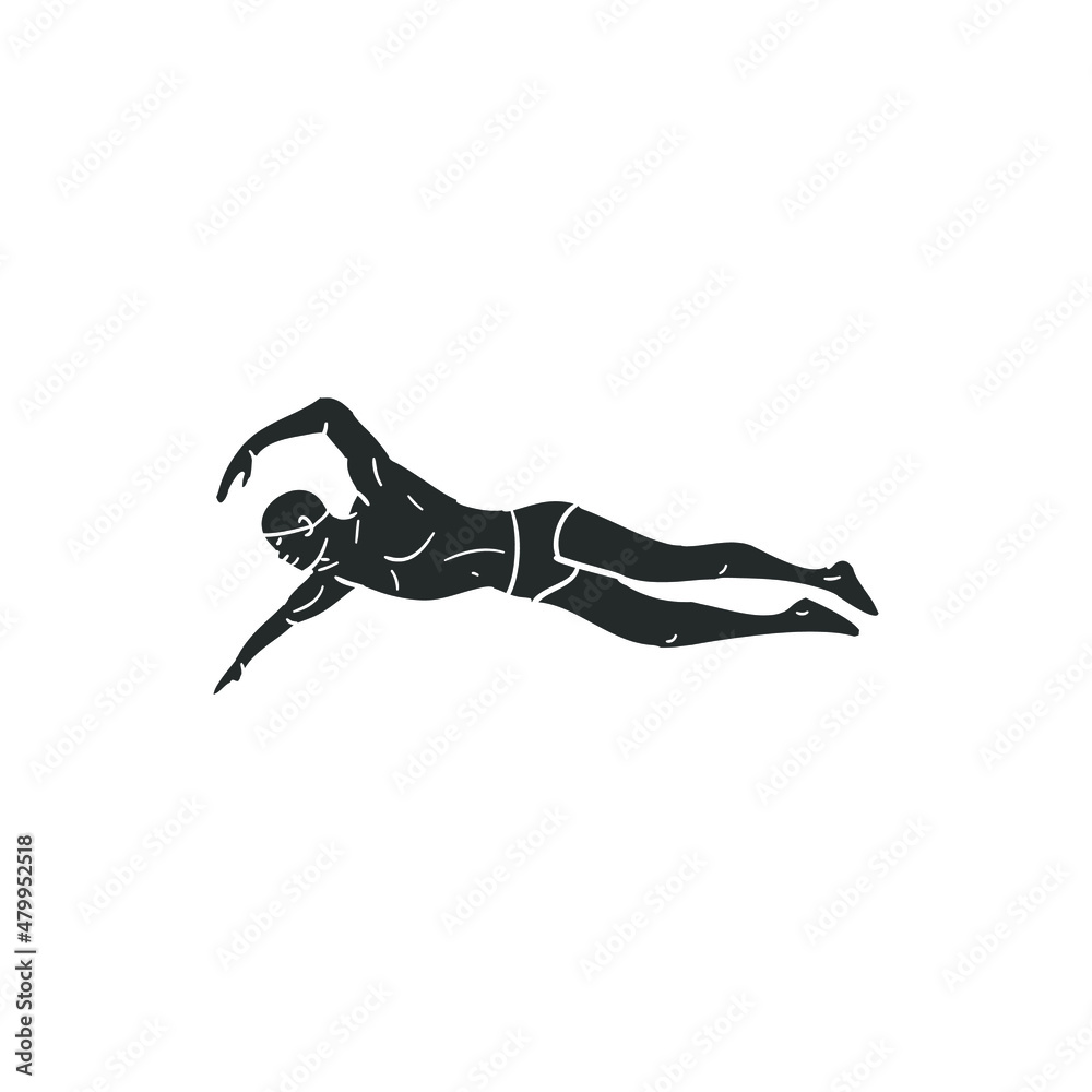 Swimmer Icon Silhouette Illustration. Exercise Sport Vector Graphic ...