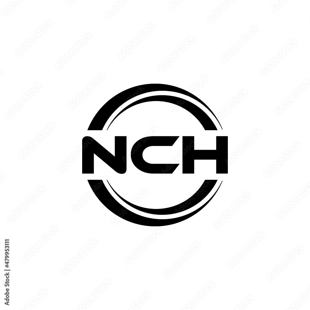 NCH letter logo design with white background in illustrator, vector ...
