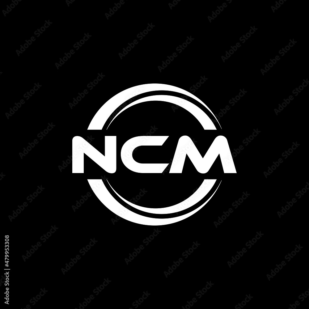 NCM letter logo design with black background in illustrator, vector ...