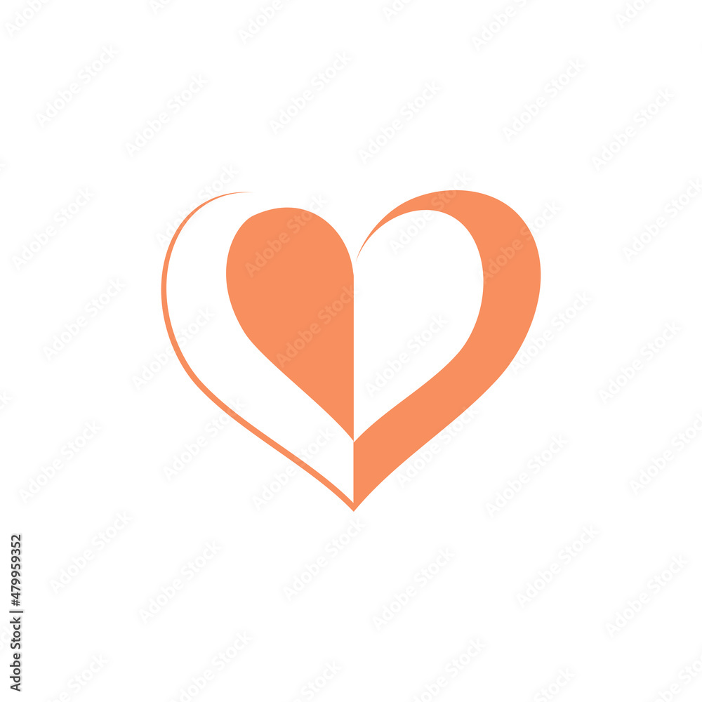 Romantic banner contour heart of pink color on white background ...