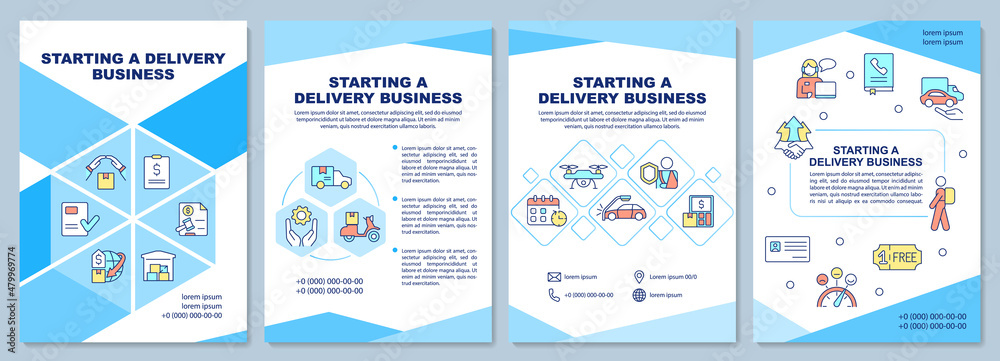Starting delivery business brochure template. Shipping service. Booklet ...
