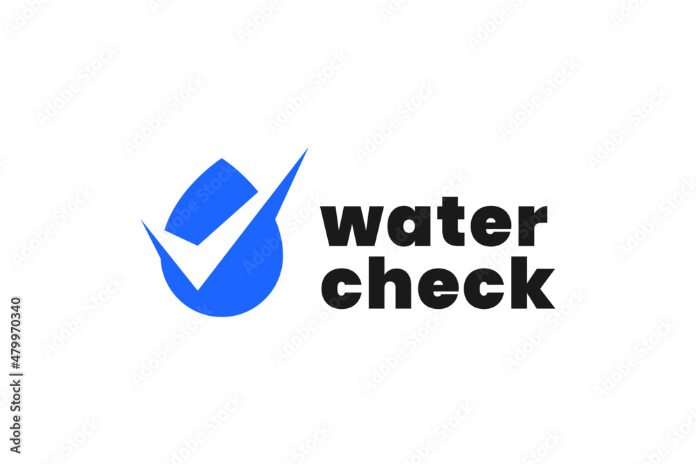 blue drop water with check mark logo design vector Stock Vector | Adobe ...
