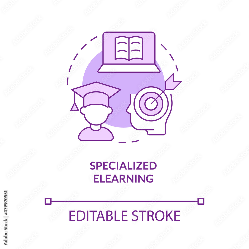 Specialized elearning purple concept icon. Online training for ...