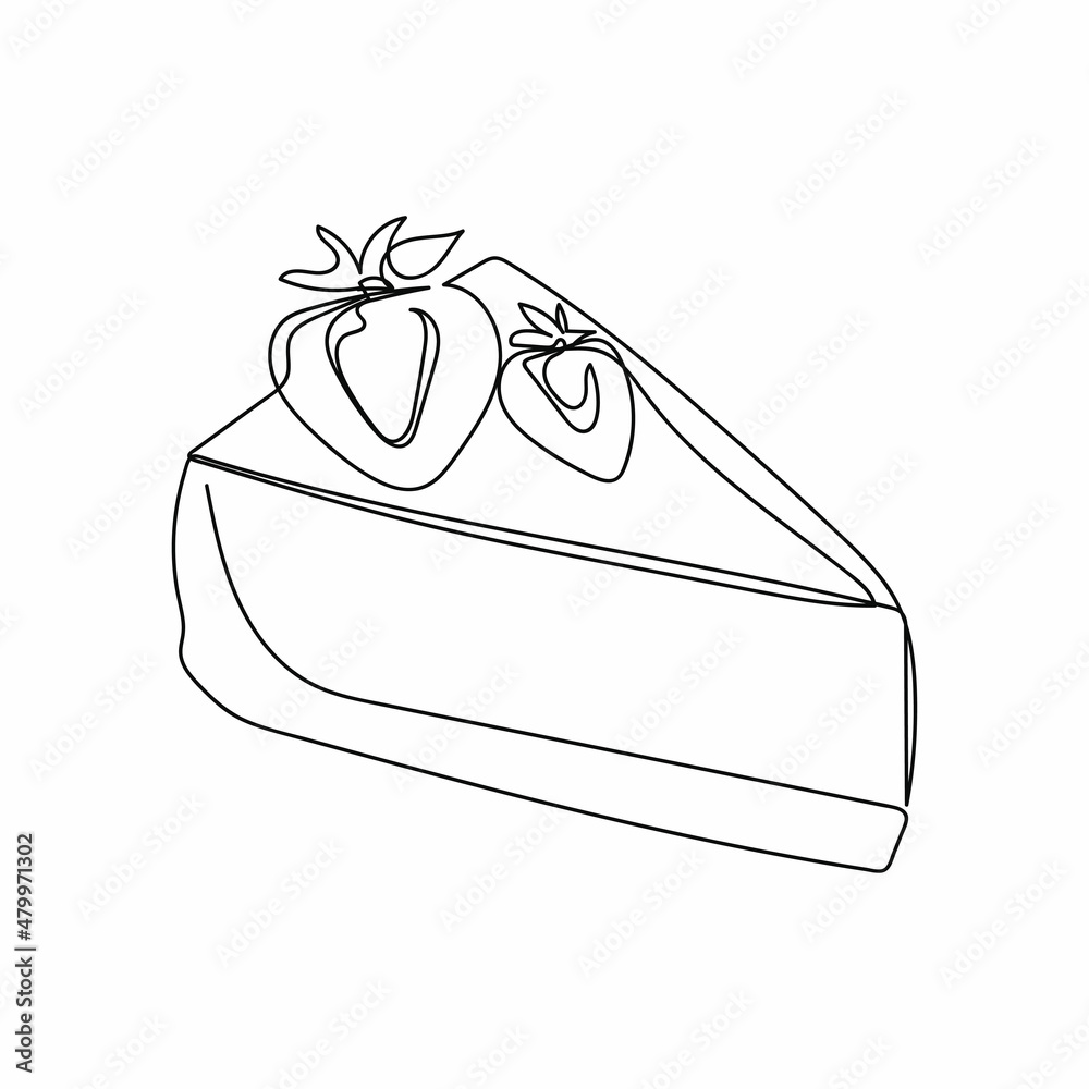 Continuous one simple single abstract line drawing of sweet delicious ...