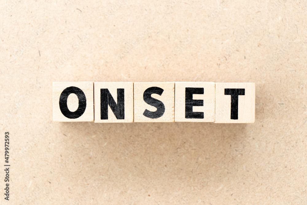 Alphabet letter block in word onset on wood background Stock Photo ...