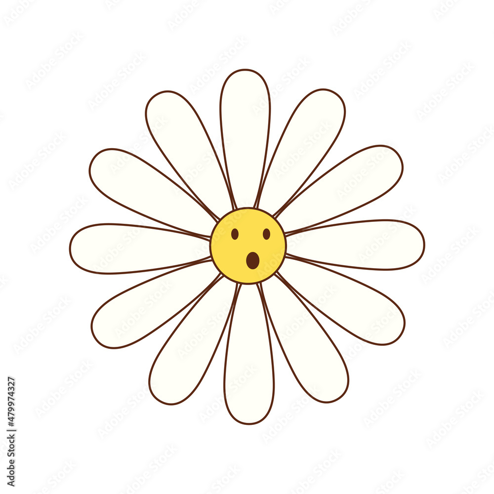cute cartoon daisy flower. funny vector illustration of chamomile ...