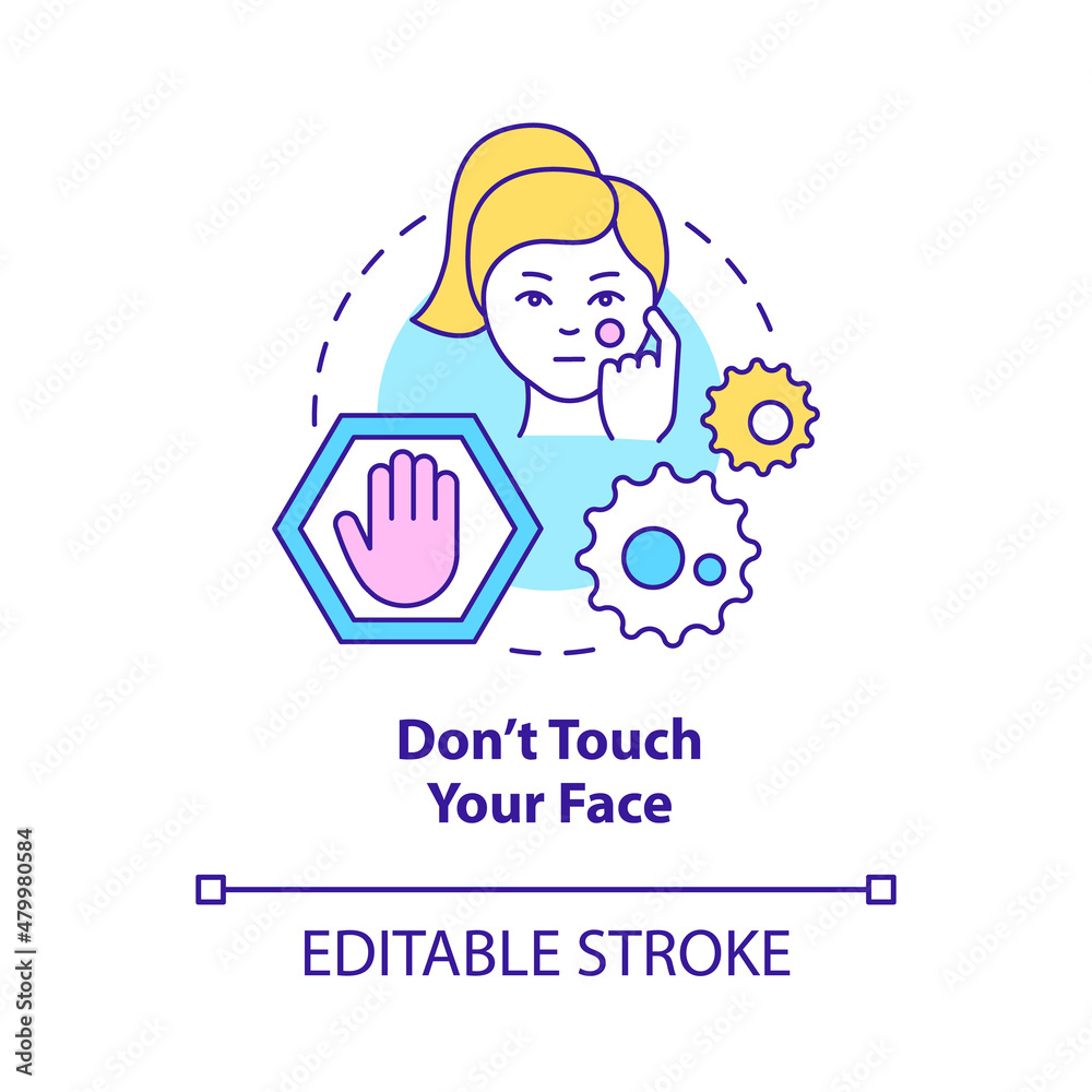 Dont touch your face concept icon. Avoid bacteria spreading. Skincare ...