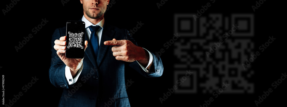 Mobile qr code. Digital mobile smart phone with qr code scanner on ...