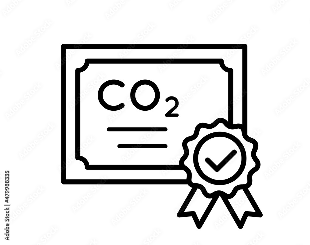 Cap and trade permit icon. Emissions cap allowance. Carbon trade system ...