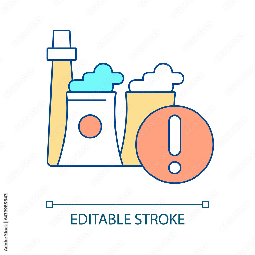 Vecteur Stock Industrial air pollution RGB color icon. Prevent global ... Vecteur Stock Industrial air pollution RGB color icon. Prevent global ...