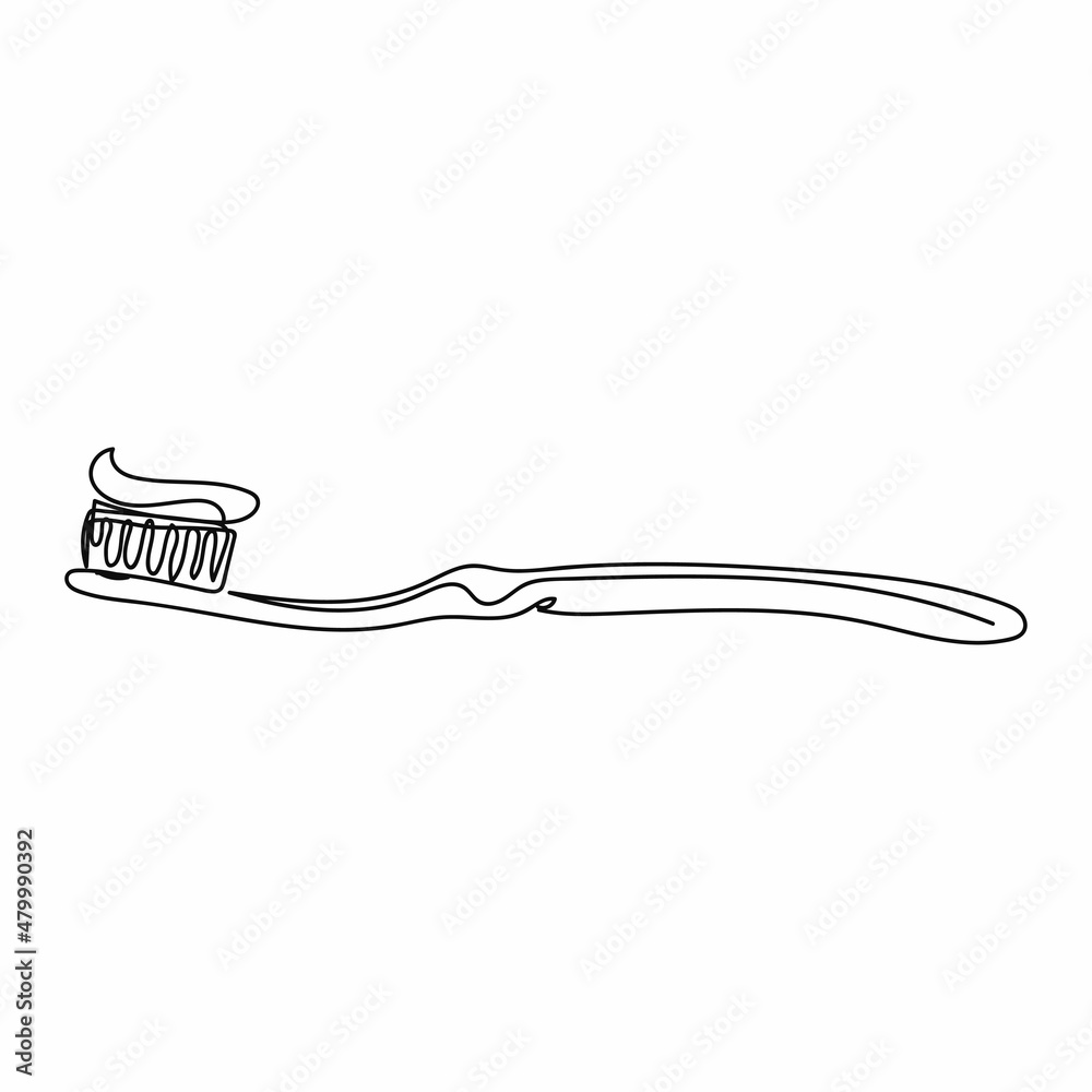 Continuous one simple single abstract line drawing of toothbrushes icon ...
