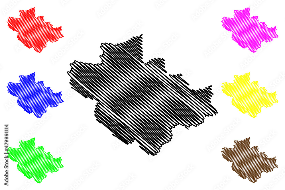 Wayanad district (Kerala State, Republic of India) map vector ...