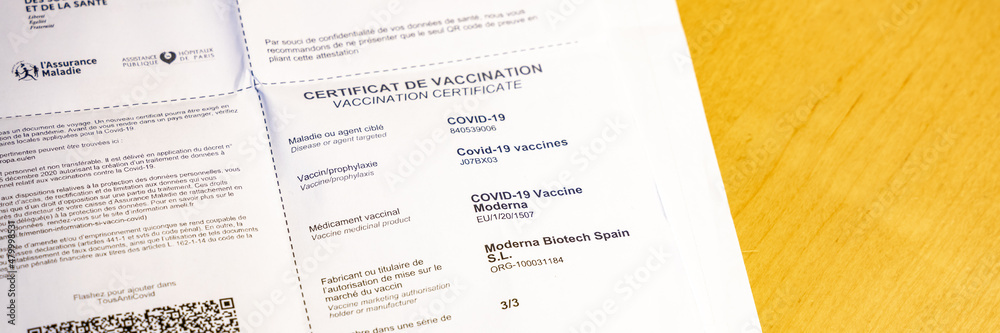 Digital French vaccination Covid certificate with Pfizer vaccine ...