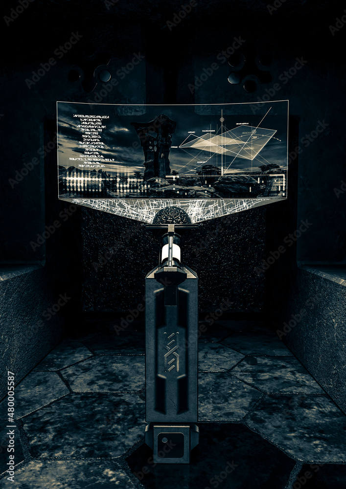 main control room in the alien place scene Stock Illustration | Adobe Stock