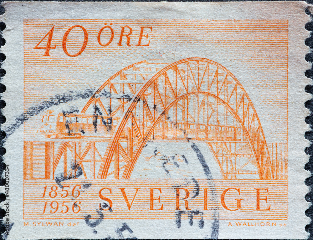 Sweden - circa 1956: a postage stamp from Sweden showing a Type XOa5 ...