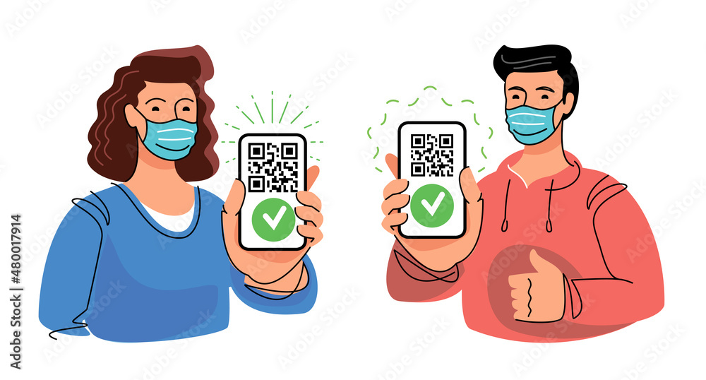 Certificate of vaccination. Showing vaccine QR code in mobile app or ...