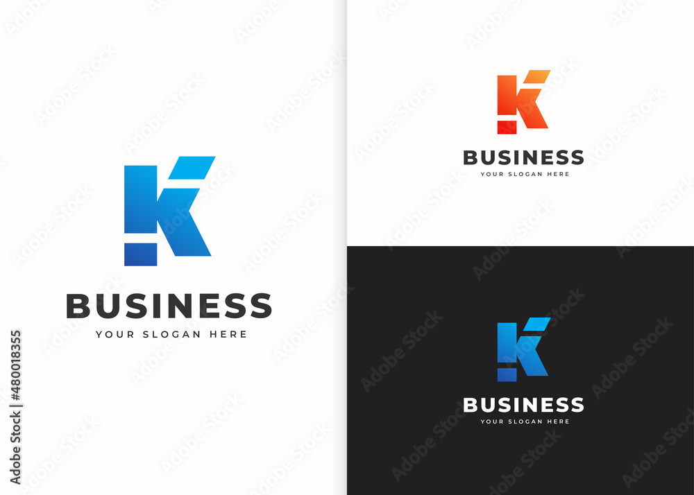 Letter K blue logo design template. Vector illustrations Stock Vector ...