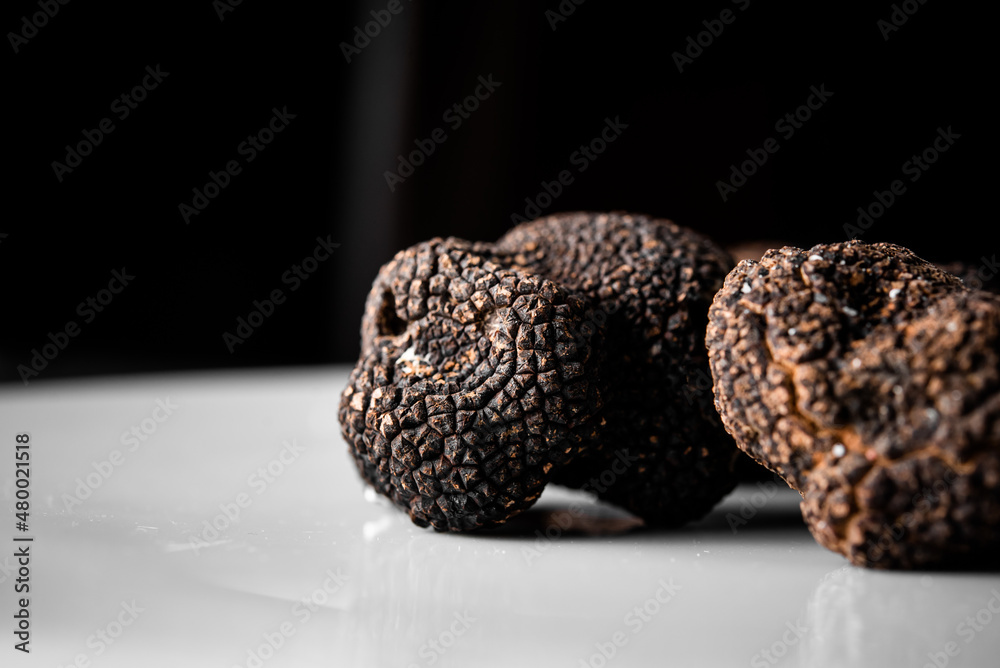 Freshly picked organic black truffle, ready to serve in a restaurant ...
