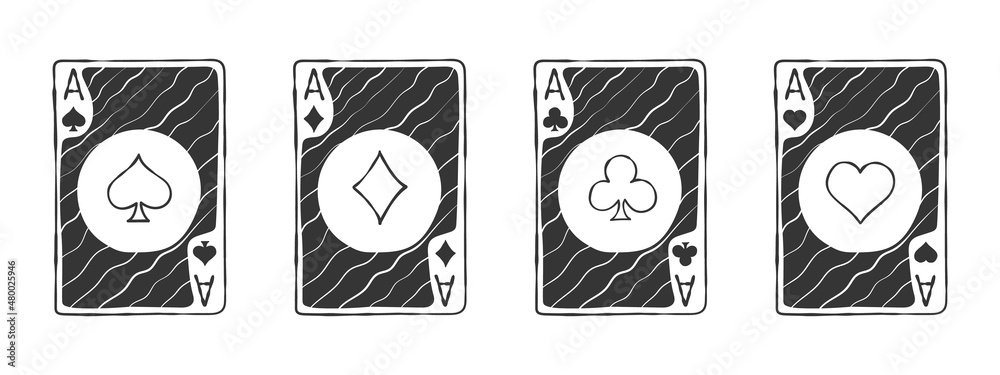 Playing card signs. The four playing cards suits. Playing card hand ...