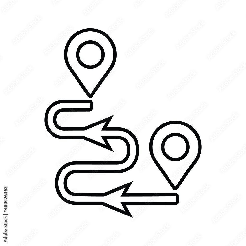 Route, map, direction outline icon. Line art vector. Stock Vector ...