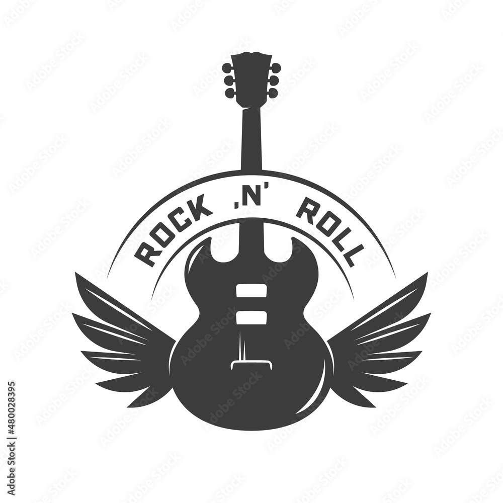 Rock n Roll logo, label, badge. Vector illustration Stock Vector ...