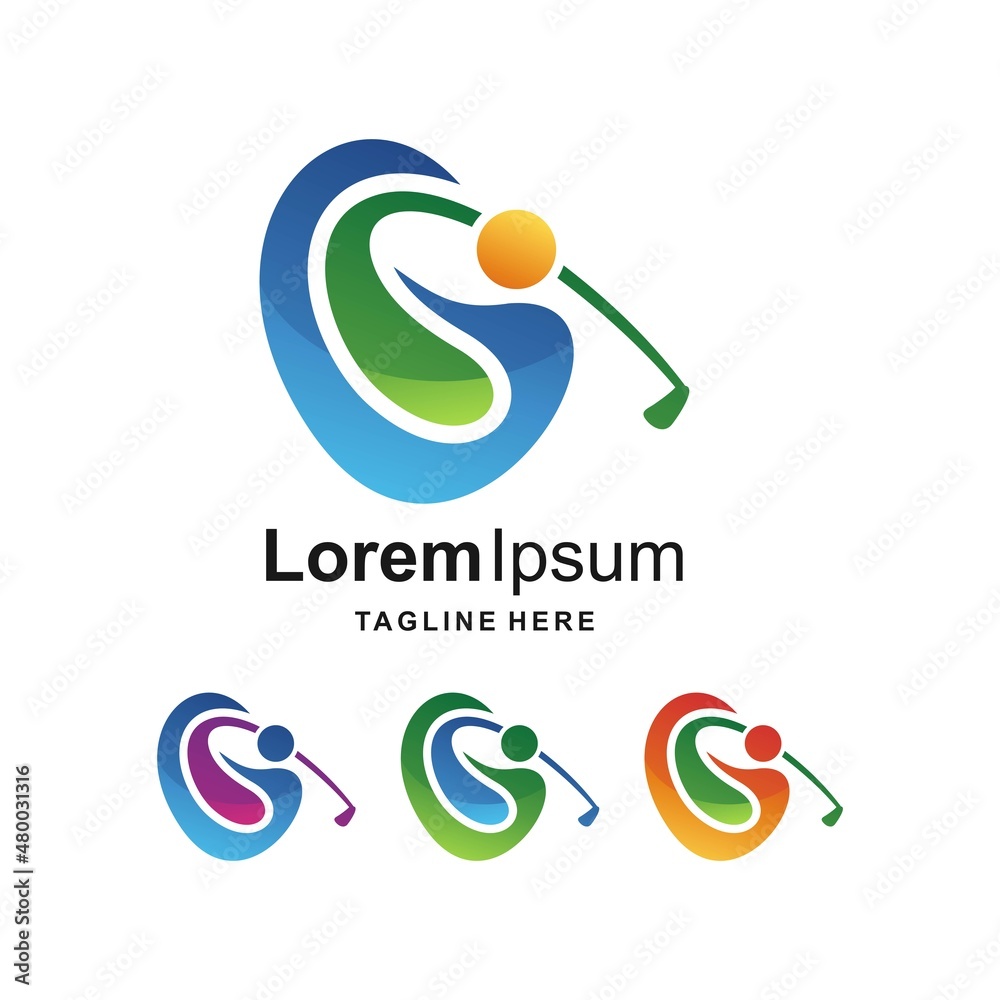 G Logo Design, Golf Logo Design Vector Template With Multiple Colors ...
