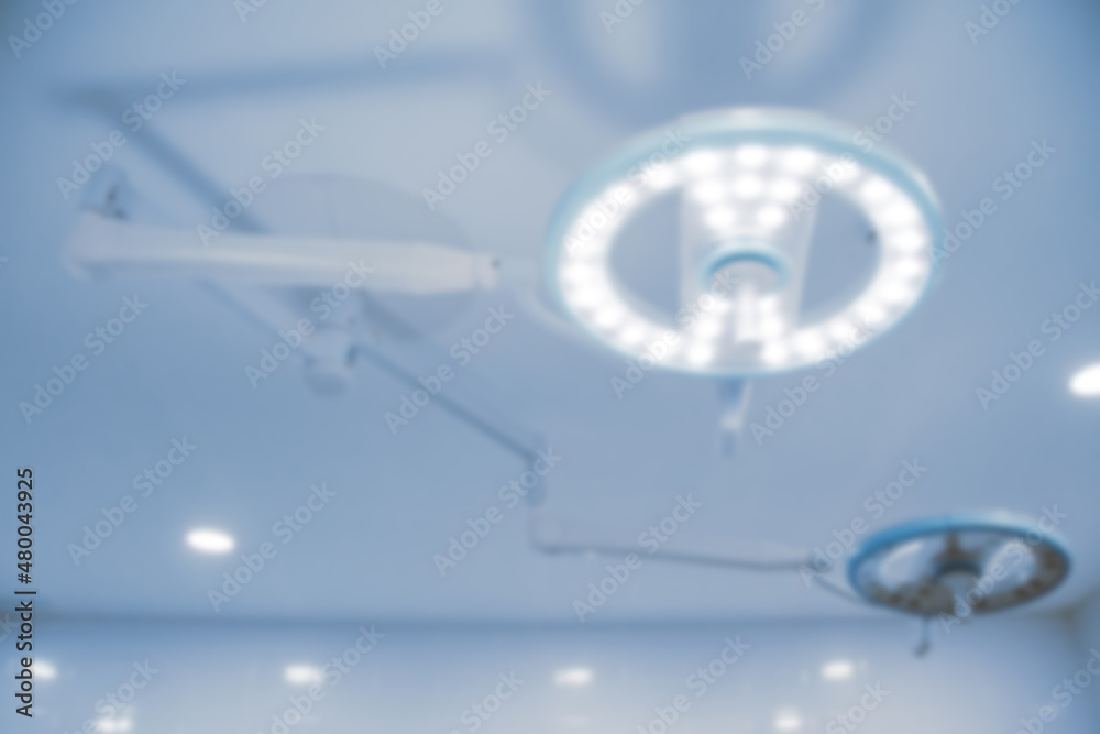 Abstract blur of hospital and clinic interior. Modern equipment in ...