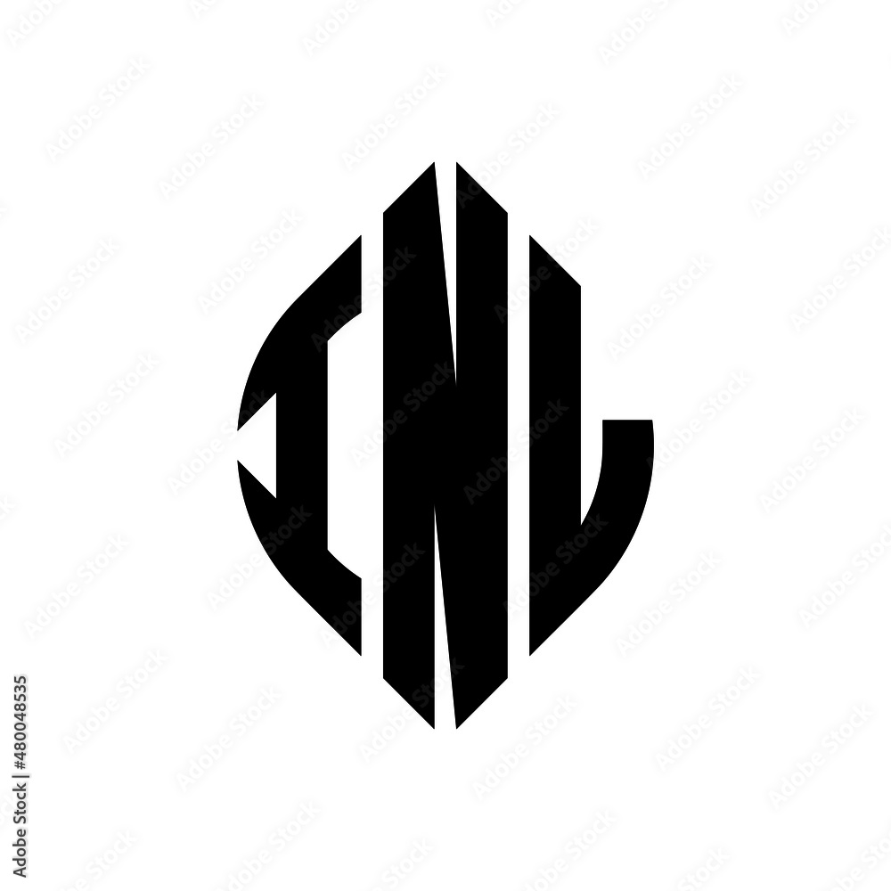 INL circle letter logo design with circle and ellipse shape. INL ...