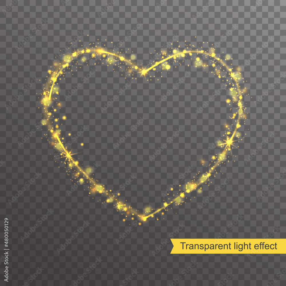 Gold heart of glitter light effect isolated on transparent background ...