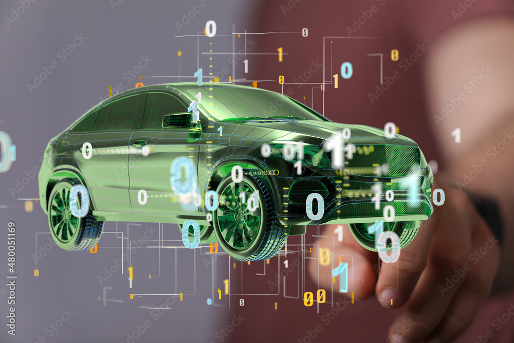 Driverless autonomous vehicle with lidar technology Stock Photo | Adobe ...