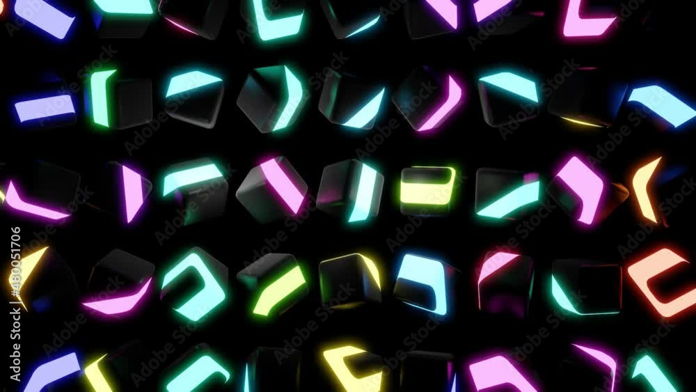 4k abstract loop background with cubes lined up in rows on a plane ...