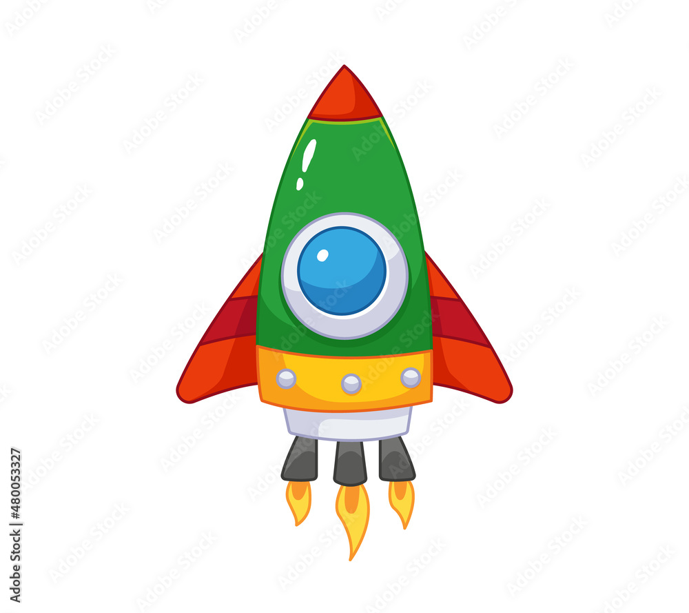 Cartoon rocket in cute style for kids. Vector colorful illustration ...