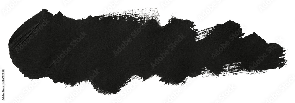 Hand painted stroke of black paint isolated on white background Stock ...