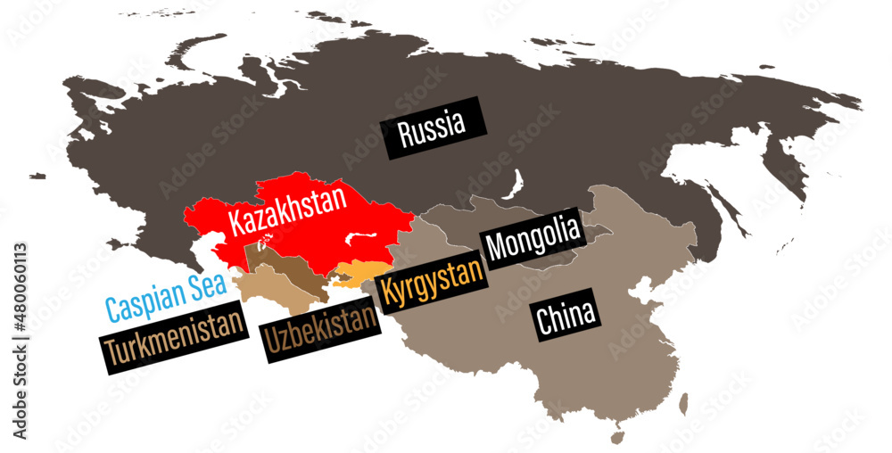 Kazakhstan political map - potential war and conflict in 2022 Stock 벡터 ...