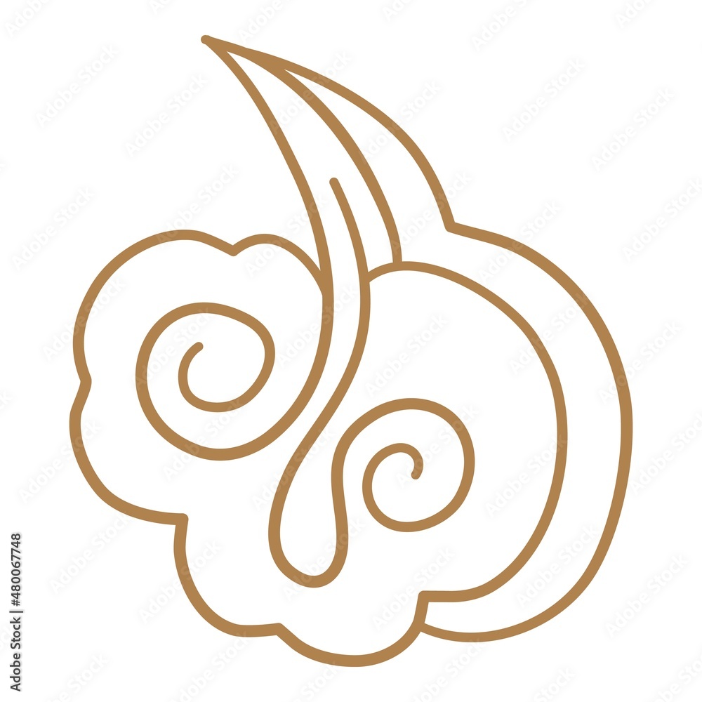 Cartoon chinese cloud. Asian style tattoo in shape cloud, oriental ...