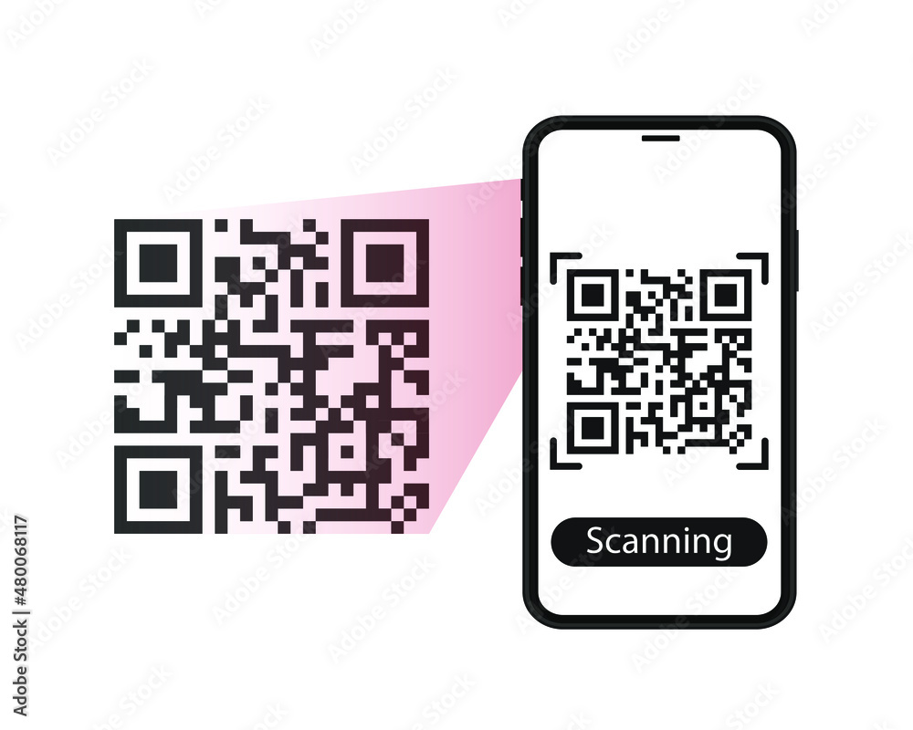 QR code scan to smartphone. Qr code for payment. Mobile phone scanning ...